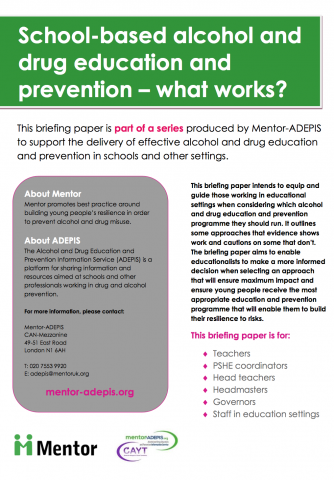 School-Based Alcohol and Drug Education and Prevention – What Works ...