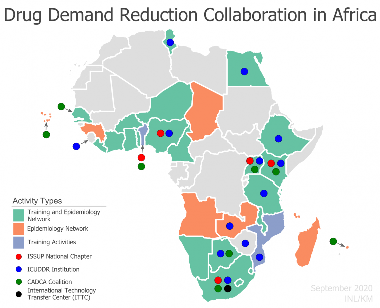 Map of Drug Demand Reduction Collaboration in Africa | International ...